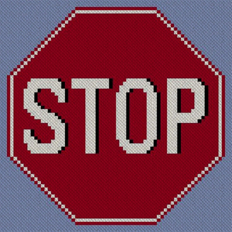 Stop Sign C2C Crochet Pattern Corner to Corner Crochet - Etsy