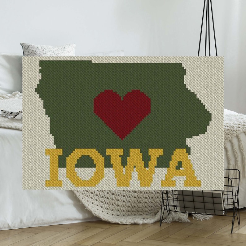 Heart Iowa C2C Afghan Crochet Pattern | Corner to Corner PDF Crochet ...