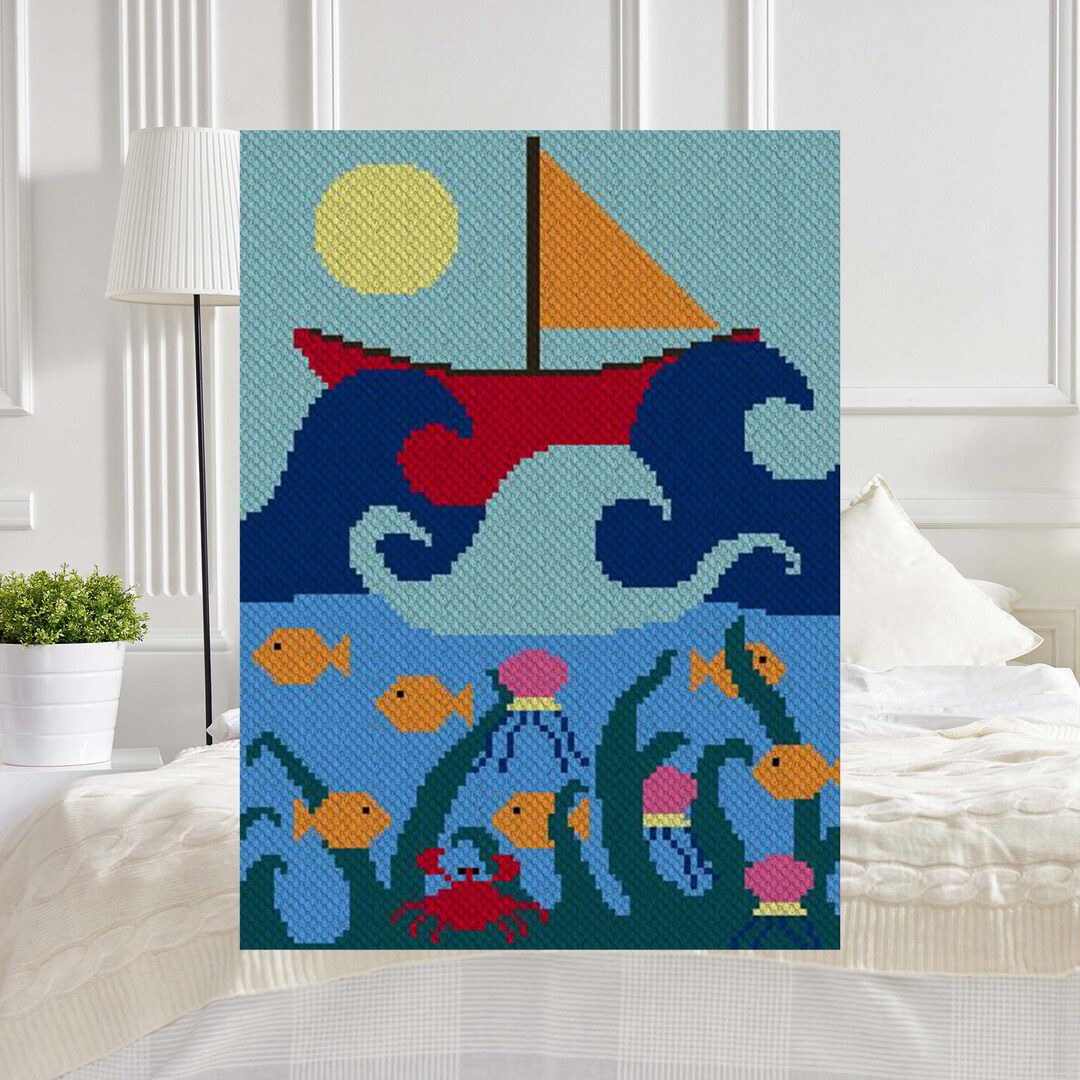 Ship at Sea C2C Crochet Afghan Pattern | Corner to Corner PDF Crochet ...