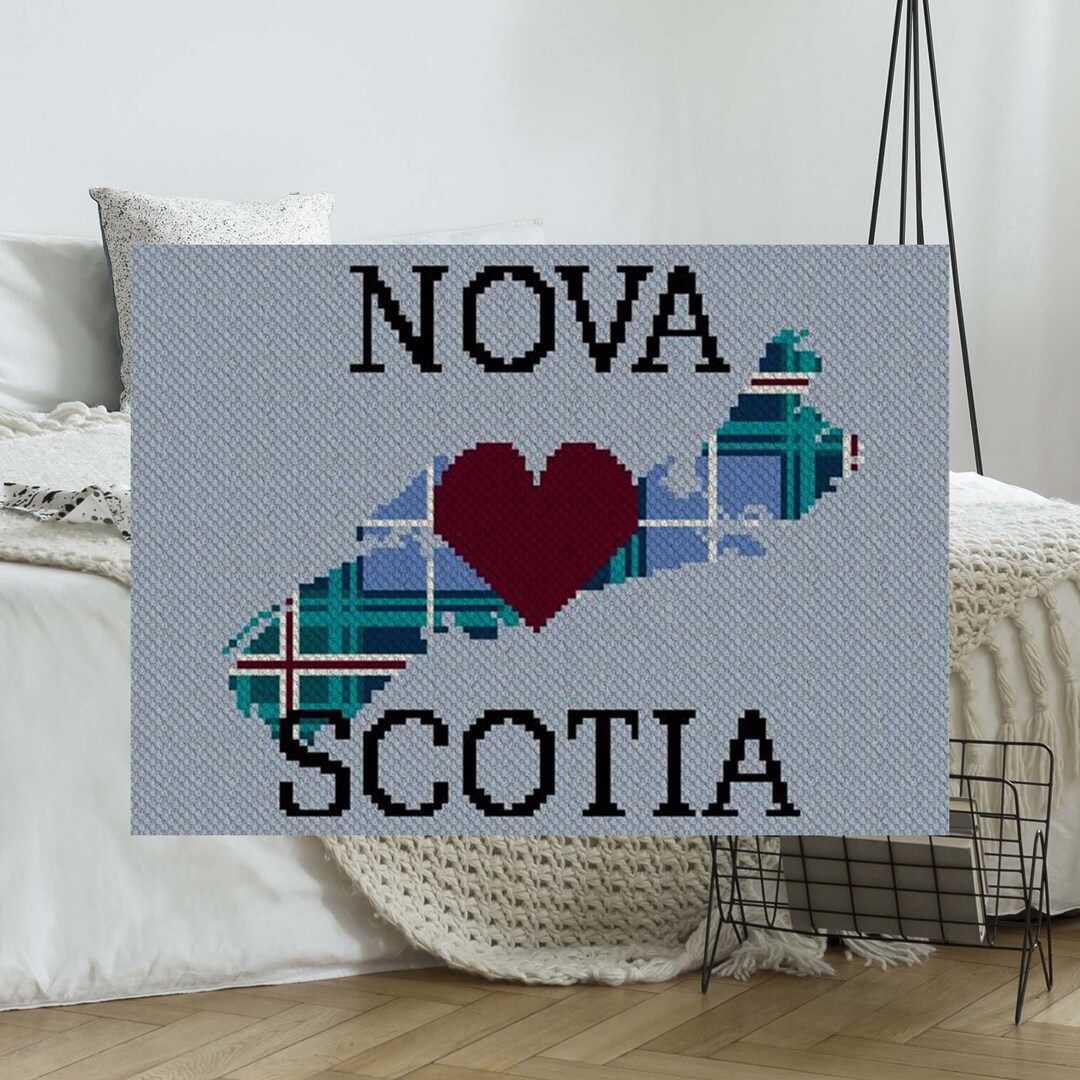 Heart Nova Scotia Plaid Twin Wide C2C Afghan Crochet Pattern | Corner ...