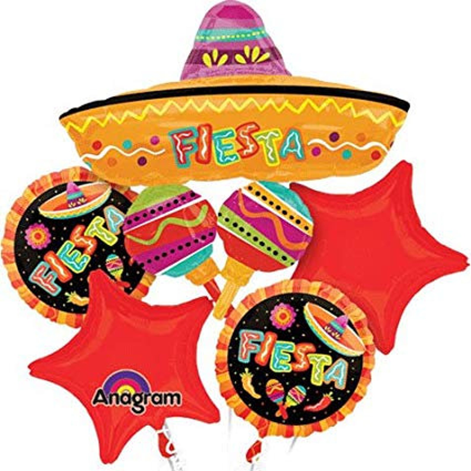 Fiesta Balloon Bouquet, Fiesta Balloons, Fiesta Mylar Balloon, - Etsy
