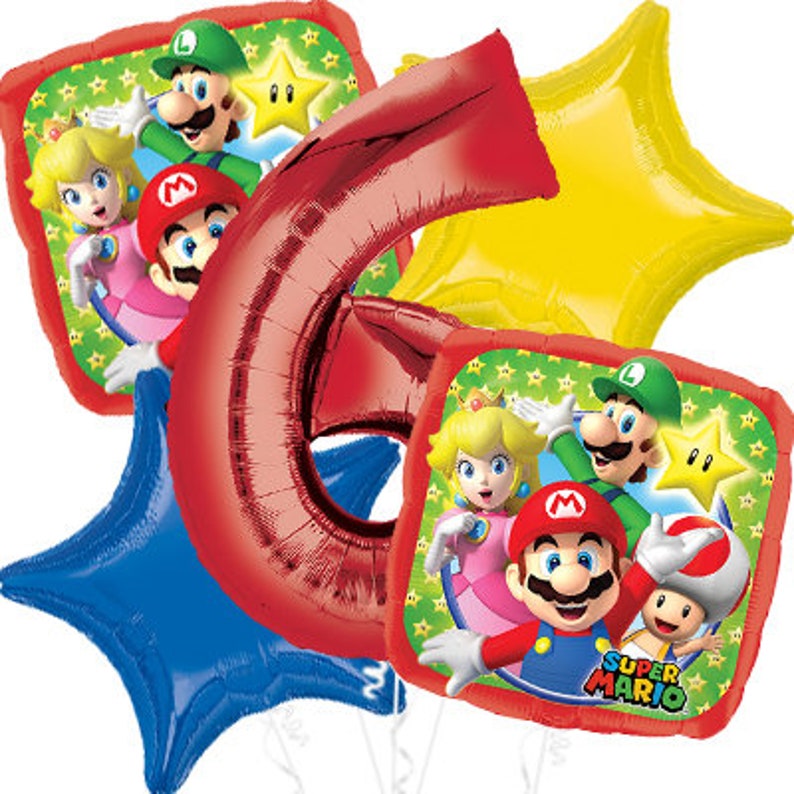 Super Mario Balloon Bouquet Super Mario Balloons Super Mario - Etsy