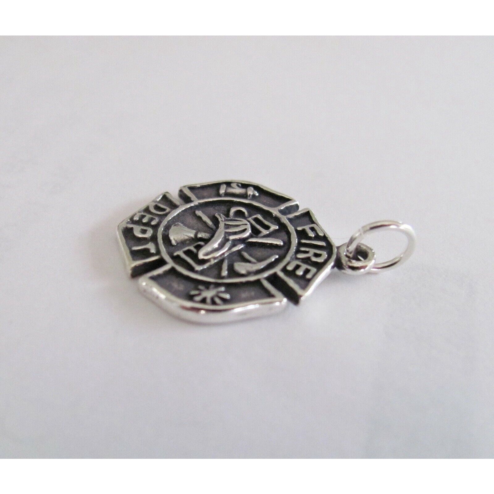 Sterling Silver Fire Department Logo Charm - Etsy