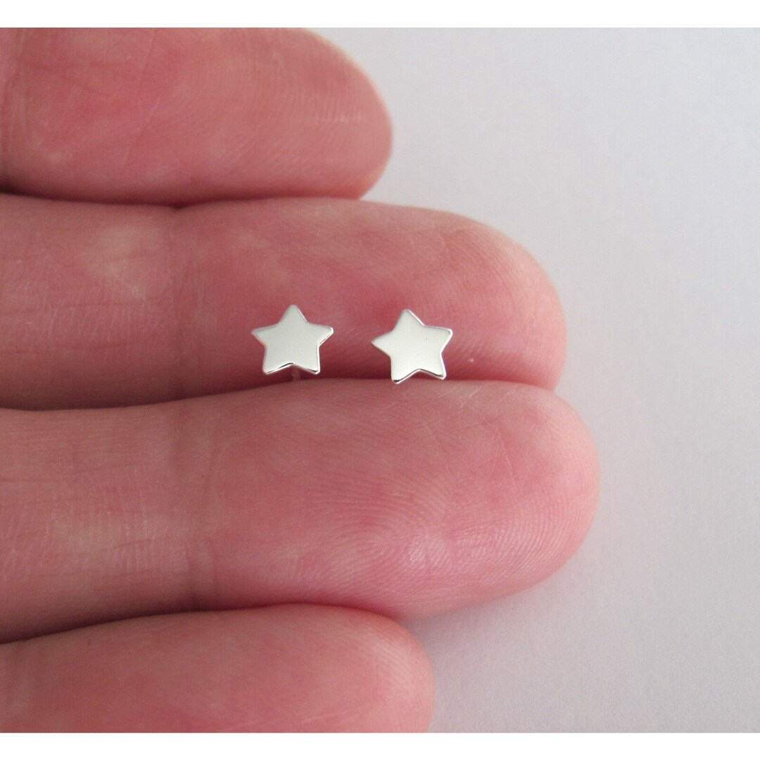 Sterling Silver 5mm Delicate Star Post Stud Earrings. - Etsy