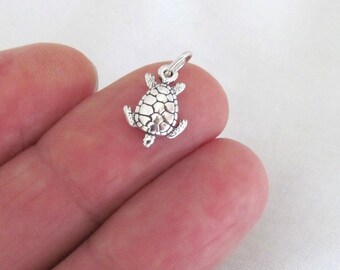 Very Small Solid Sterling Silver Turtle Mini Tiny Charm. brand New - Etsy