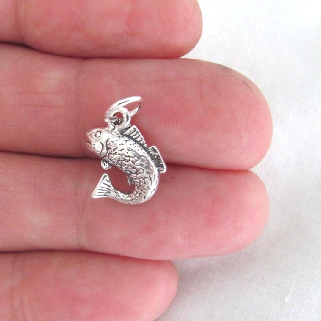 Vintage Sterling Silver Bass Fish Charm 3d Jewelry Pendant 14mm Unisex ...