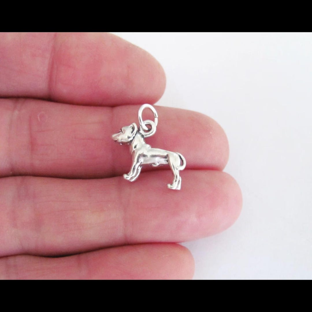 Vintage Sterling Silver Dog Charm 3d Pit Bull Jewelry for Bracelets ...