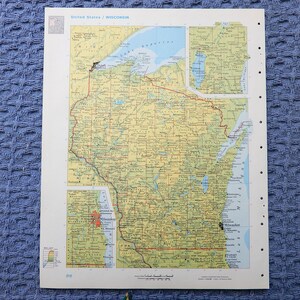 1966 WISCONSIN Atlas Map, Vintage World Book Atlas, Full Color - Etsy