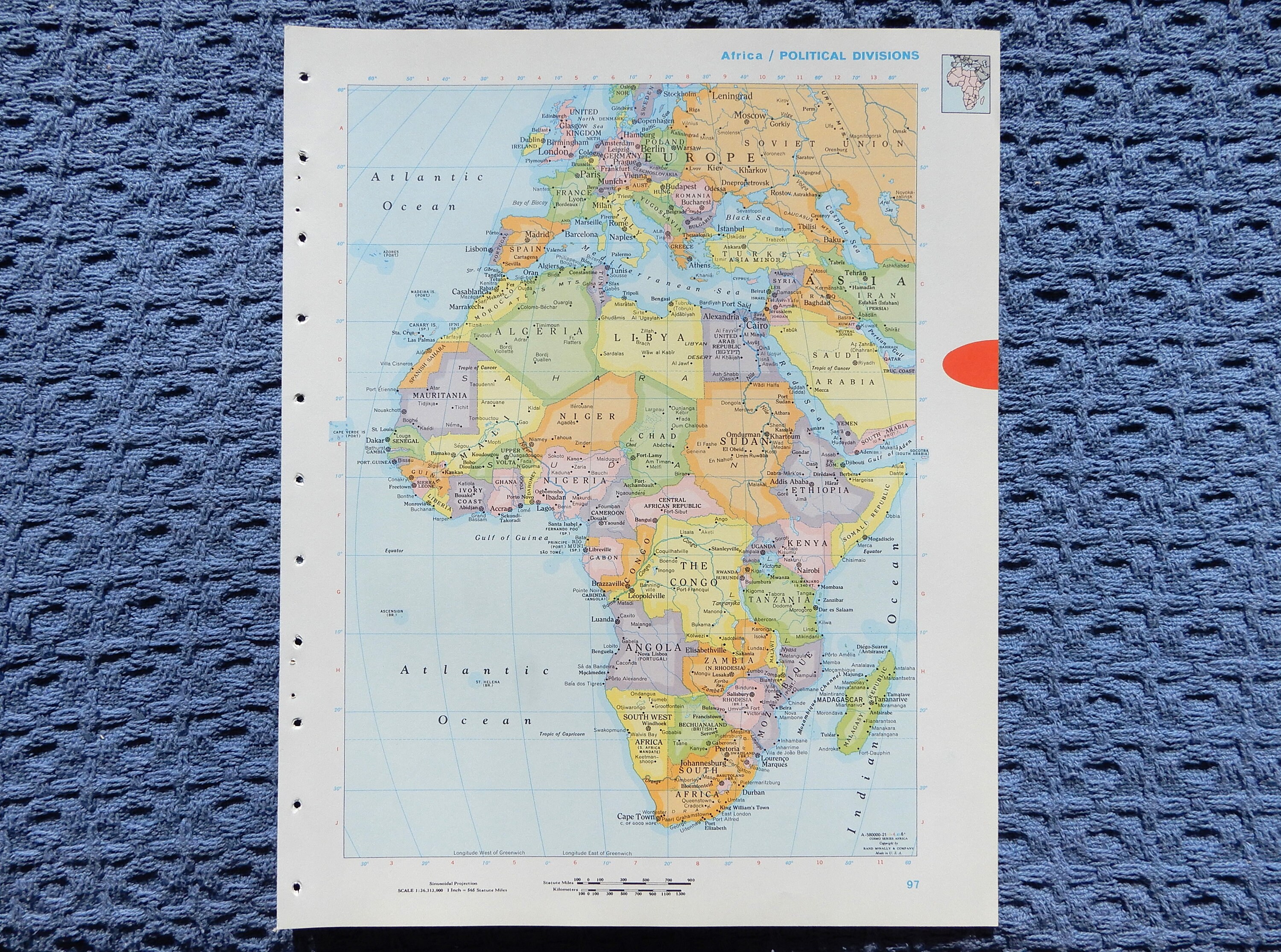 1966 AFRICA Atlas Map, Vintage World Book Atlas, Color, African ...