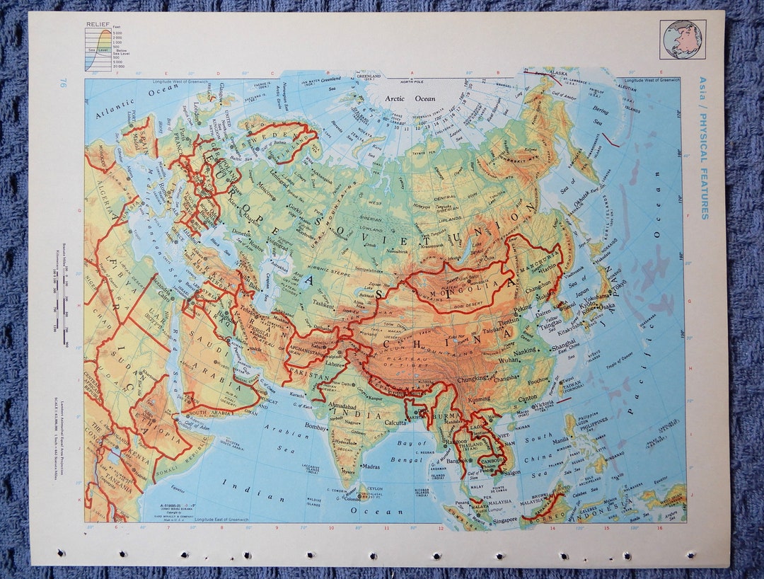 1966 ASIA Atlas Map, Vintage World Book Atlas, Full Color - Etsy