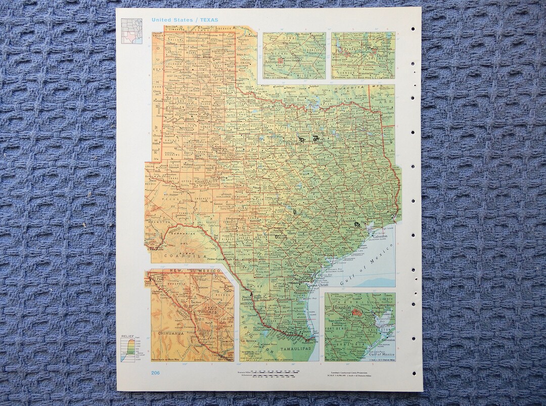 1966 TEXAS Atlas Map, Vintage World Book Atlas, Full Color - Etsy