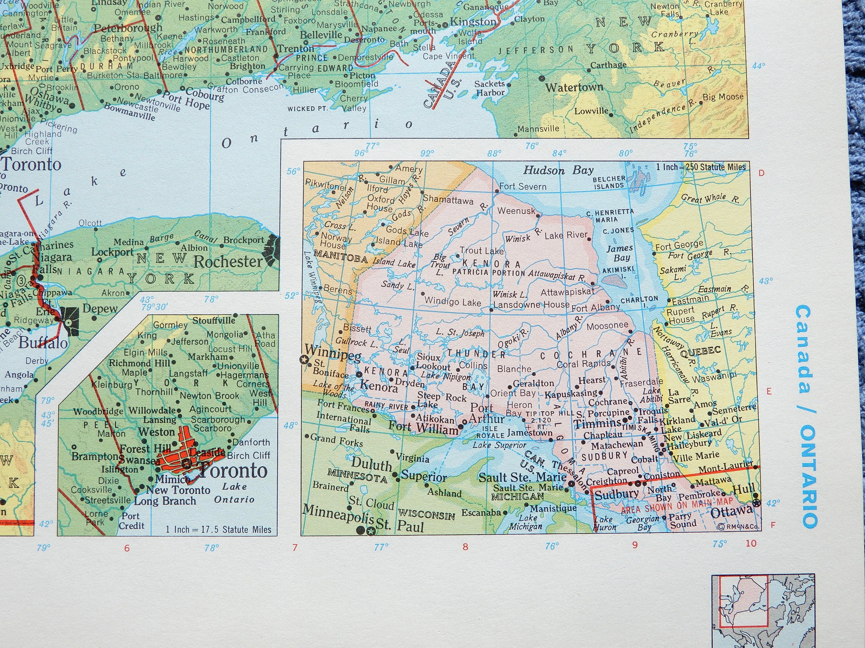 1966 ONTARIO CANADA Atlas Map, Vintage World Book Atlas, Full Color - Etsy