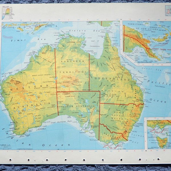 World Map Australia Color - Etsy
