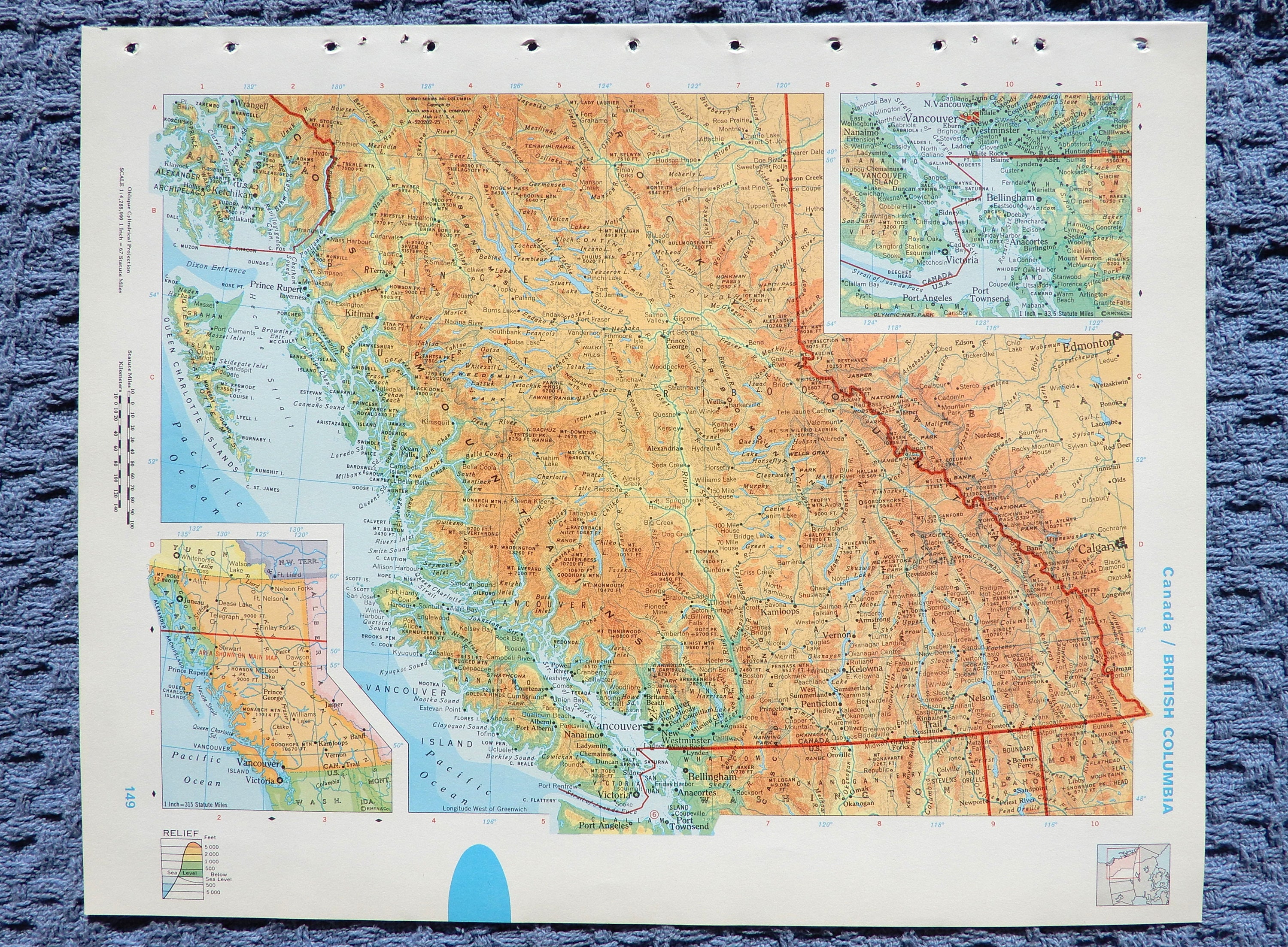 1966 BRITISH COLUMBIA CANADA Atlas Map, Vintage World Book Atlas, Full ...