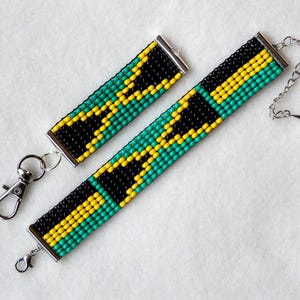 Jamaica Jamaican Flag Bead Bracelet & Keychain, Handmade, 30% to ...