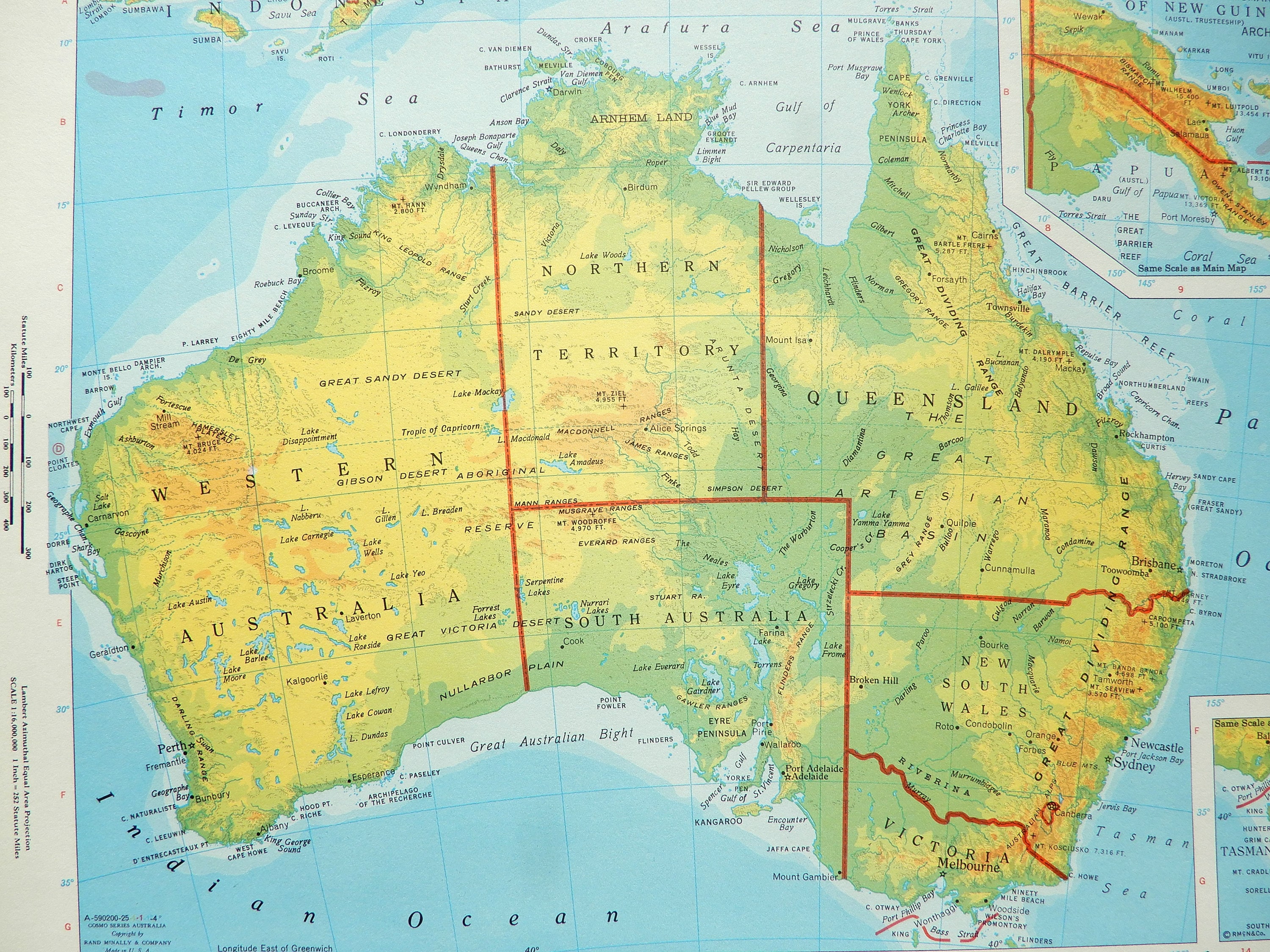 1966 AUSTRALIA Atlas Map, Vintage World Book Atlas, Color, Physical ...