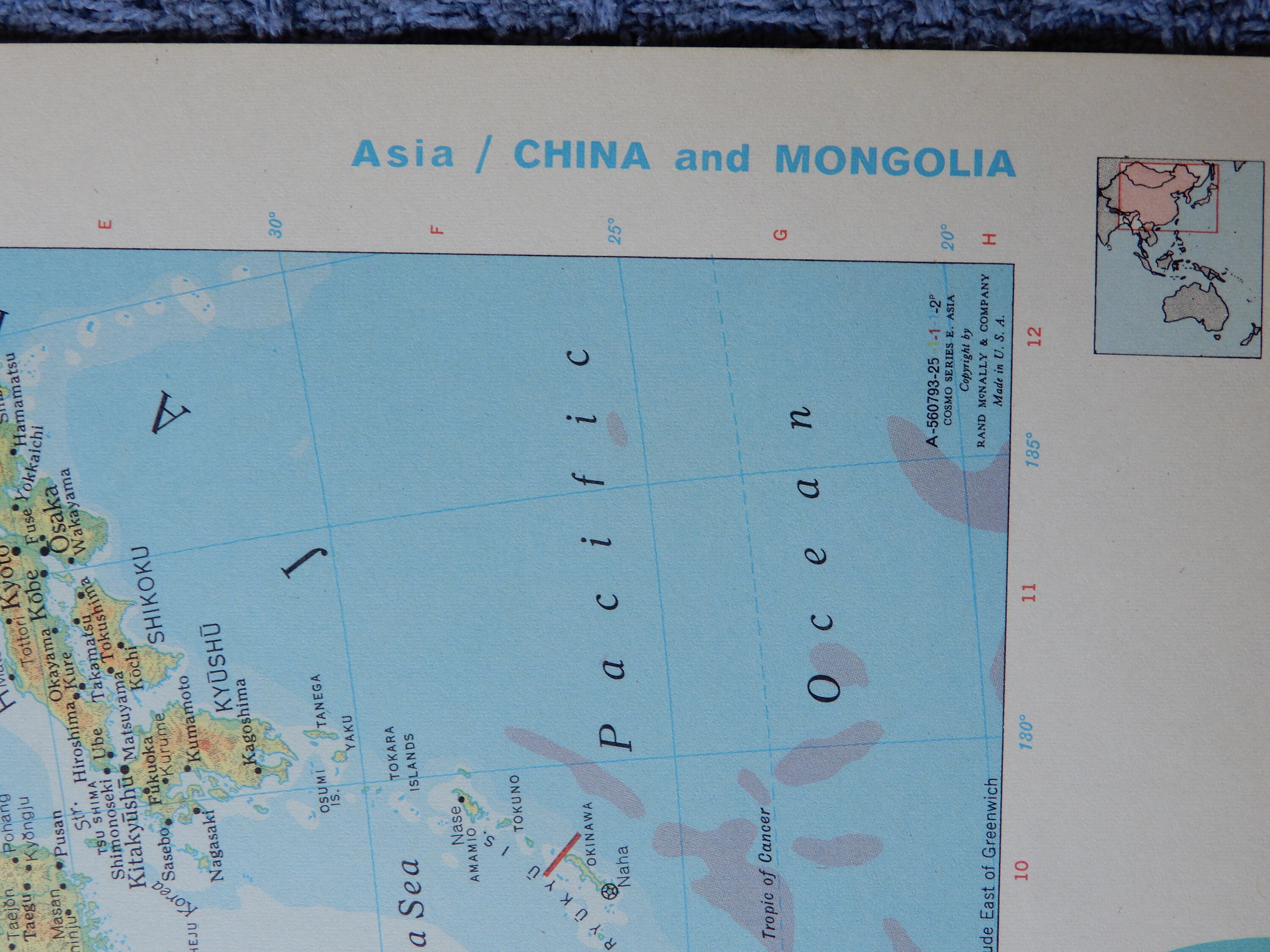1966 CHINA + MONGOLIA Atlas Map, Vintage World Book Atlas, Full Color ...