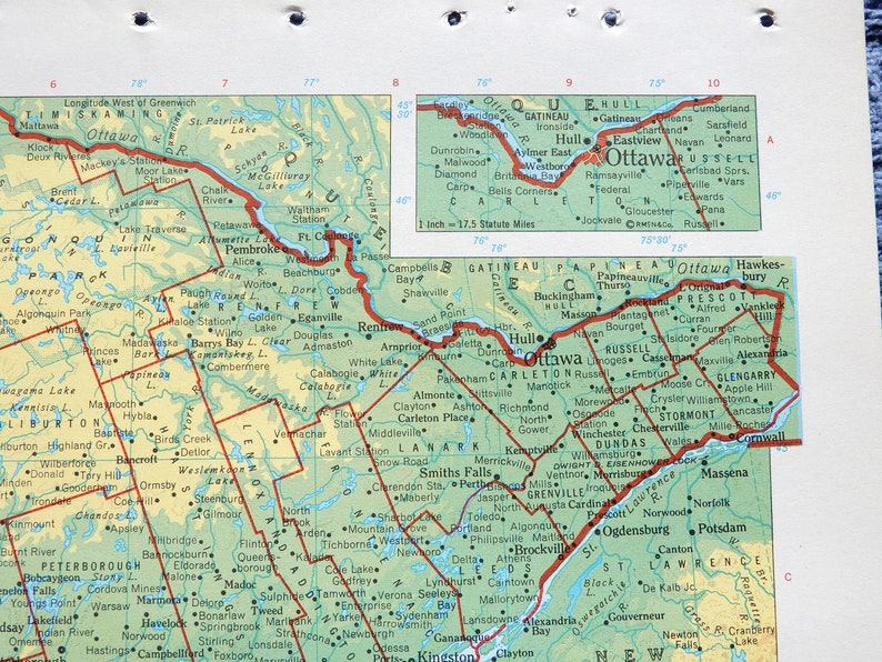 1966 ONTARIO CANADA Atlas Map, Vintage World Book Atlas, Full Color - Etsy