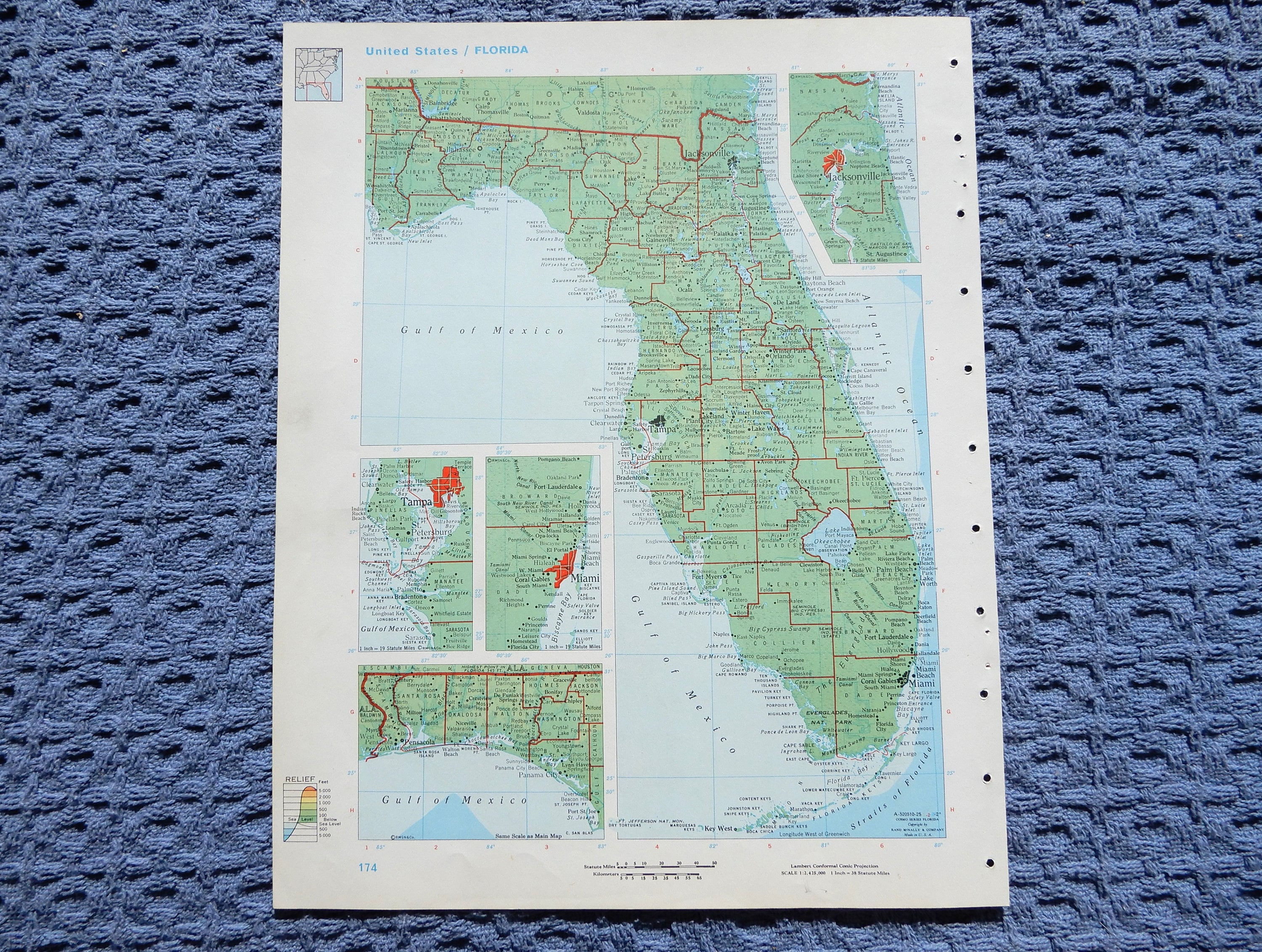 1966 FLORIDA Atlas Map, Vintage World Book Atlas, Full Color - Etsy