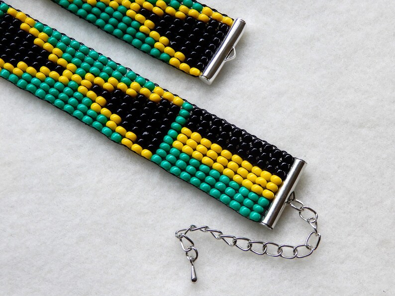 Jamaica Jamaican Flag Bead Bracelet & Keychain, Handmade, 30% to ...