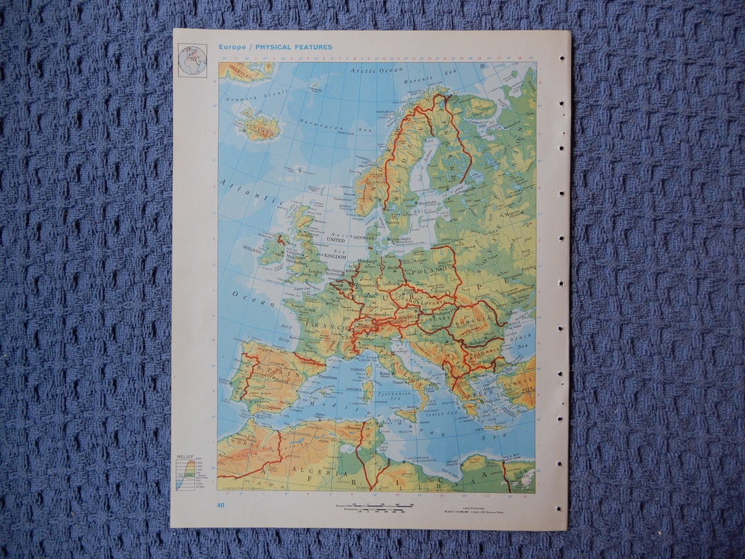1966 EUROPE Atlas Map, Vintage World Book Atlas - Etsy