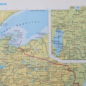 1966 WISCONSIN Atlas Map, Vintage World Book Atlas, Full Color - Etsy