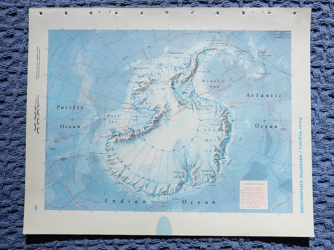 1966 ANTARCTIC EXPLORATIONS Atlas Map, Vintage World Book Atlas Color South Pole - Etsy