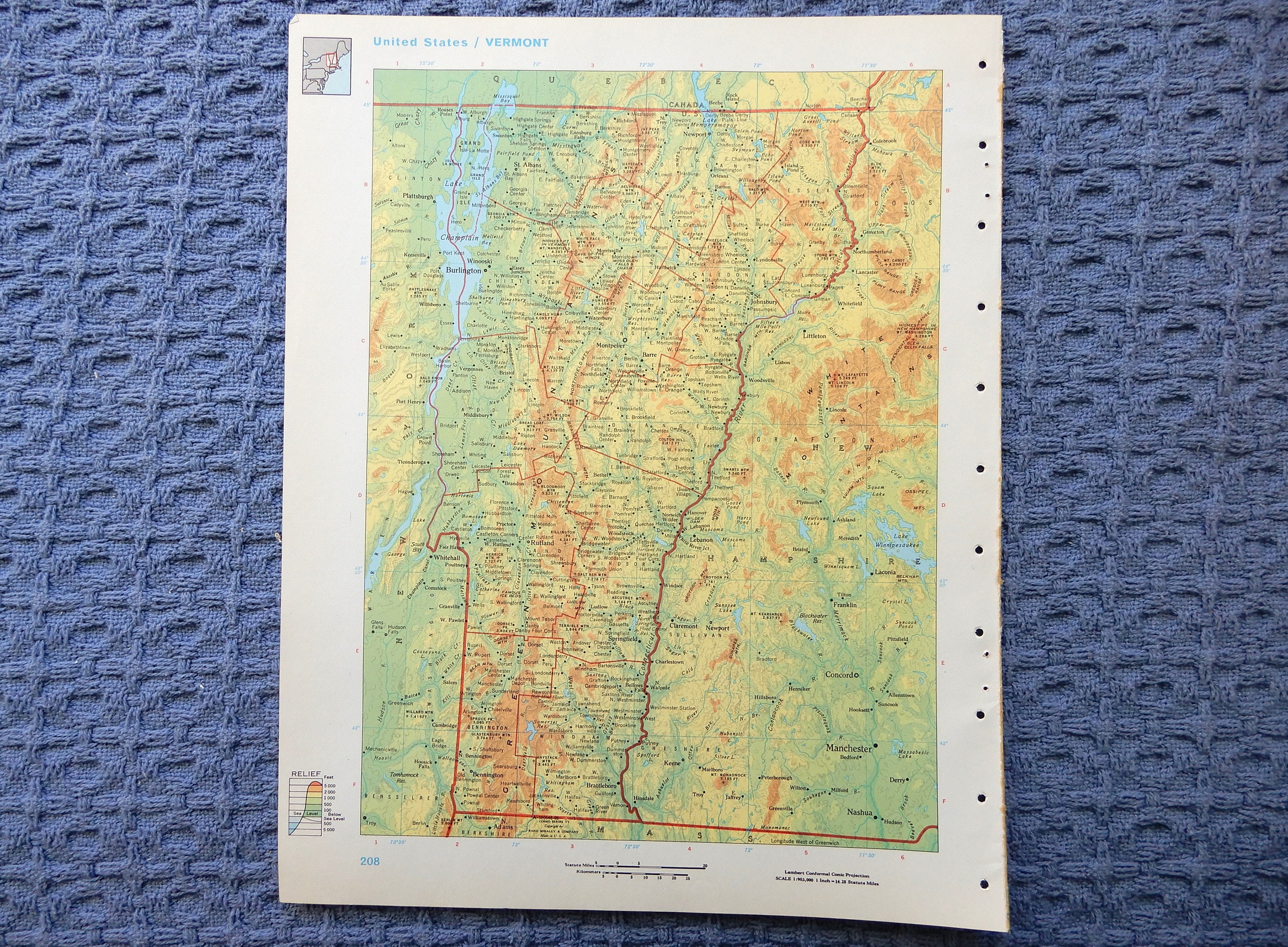 1966 VERMONT Atlas Map, Vintage World Book Atlas, Full Color - Etsy