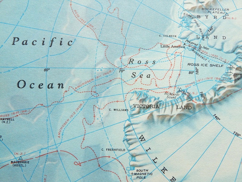 1966 ANTARCTIC EXPLORATIONS Atlas Map, Vintage World Book Atlas Color South Pole - Etsy