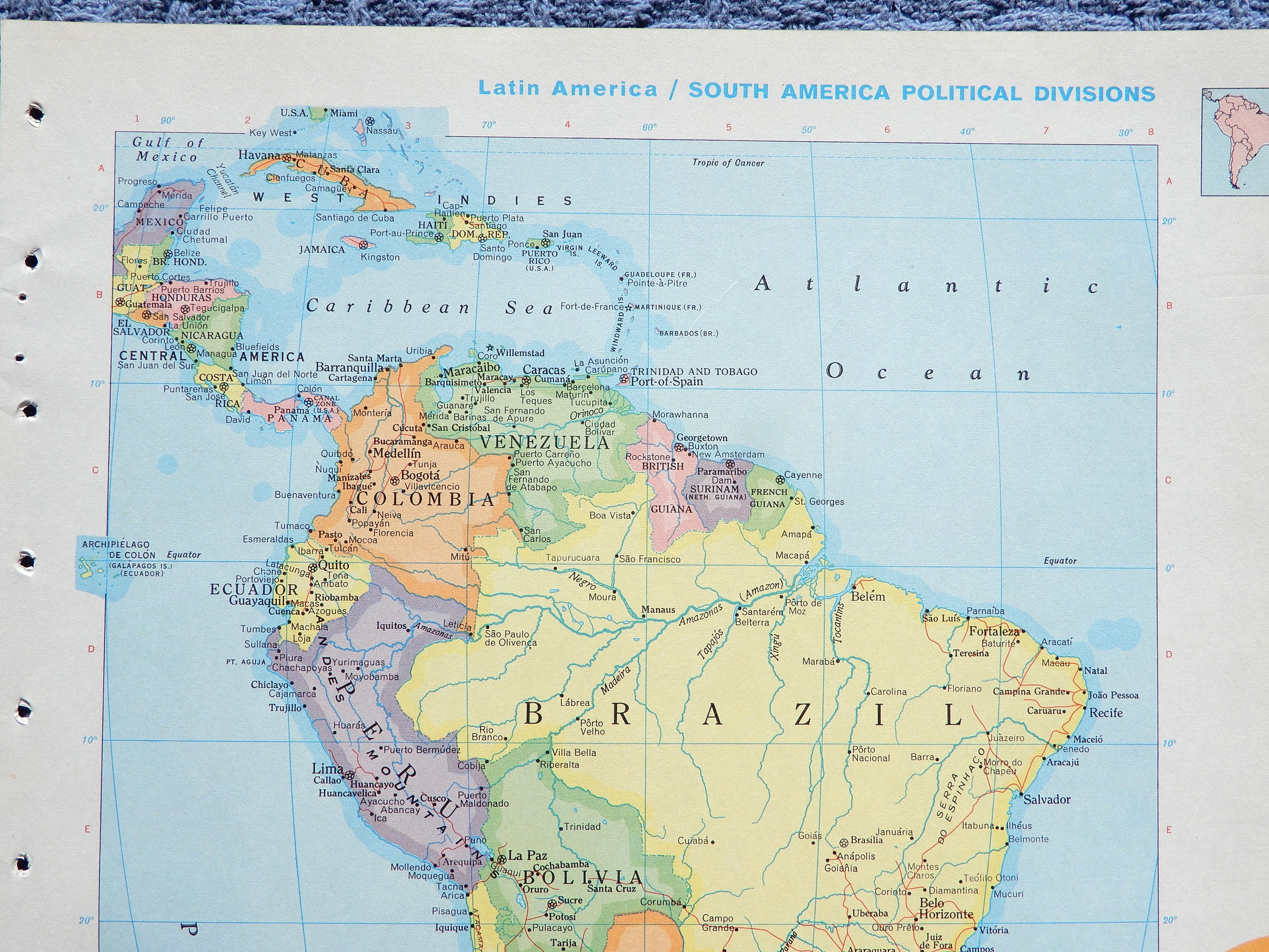 1966 SOUTH AMERICA Atlas Map, Vintage World Book Atlas, Full Color ...