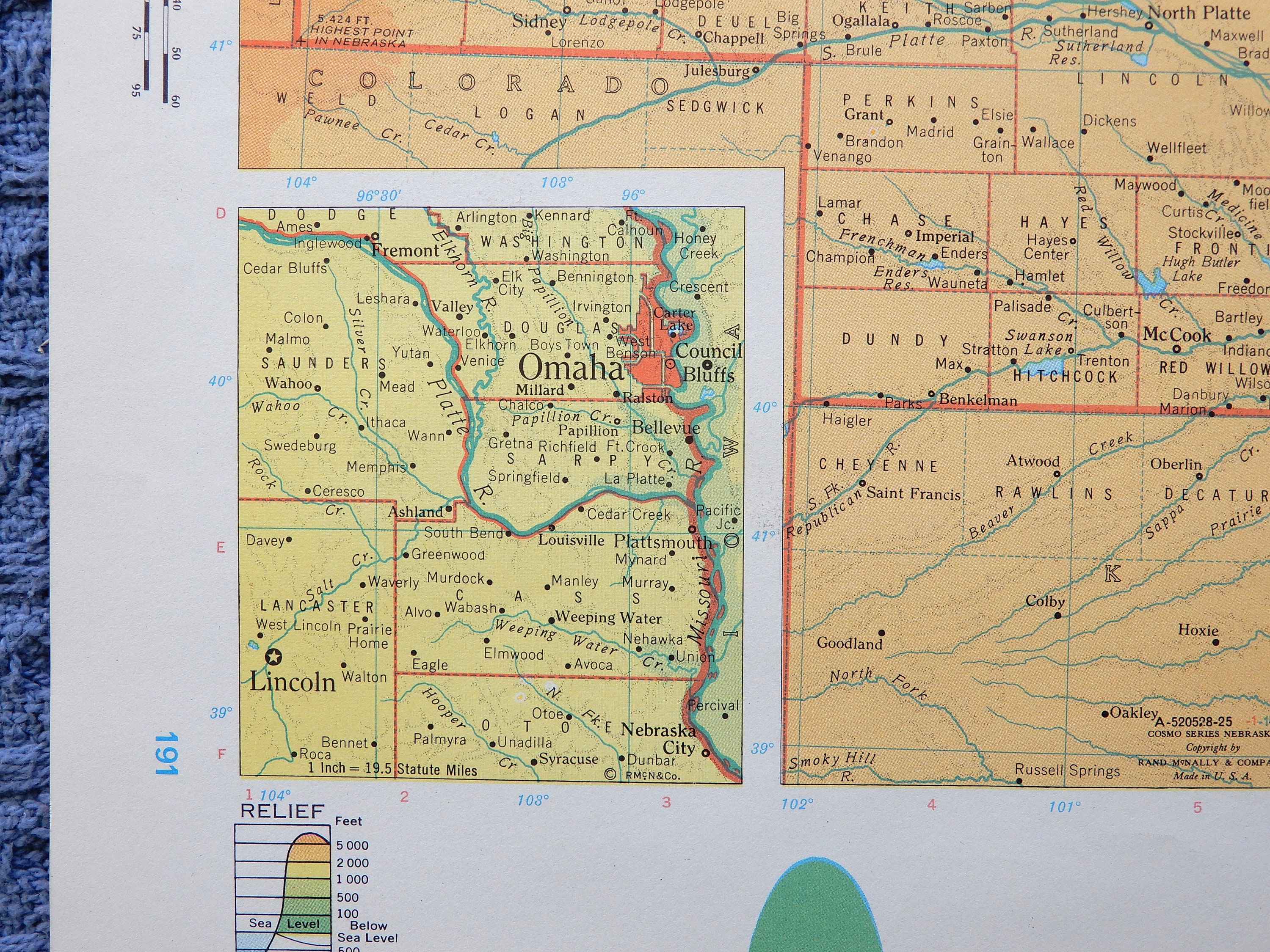 1966 NEBRASKA Atlas Map, Vintage World Book Atlas, Full Color - Etsy