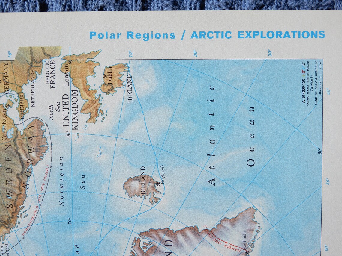 1966 ARCTIC EXPLORATIONS Atlas Map, Vintage World Book Atlas, Full Color - Etsy