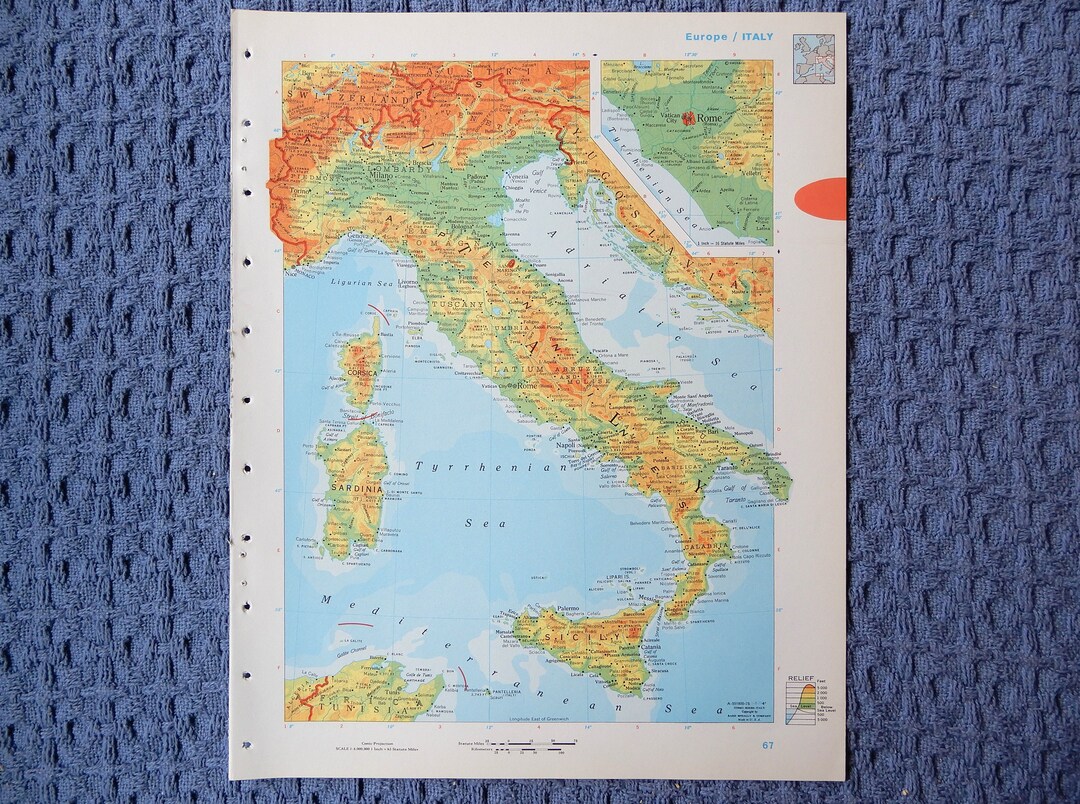 1966 ITALY Atlas Map, Vintage World Book Atlas, Full Color - Etsy