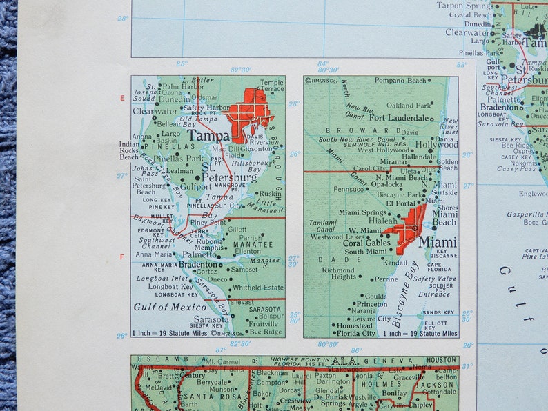 1966 FLORIDA Atlas Map, Vintage World Book Atlas, Full Color - Etsy