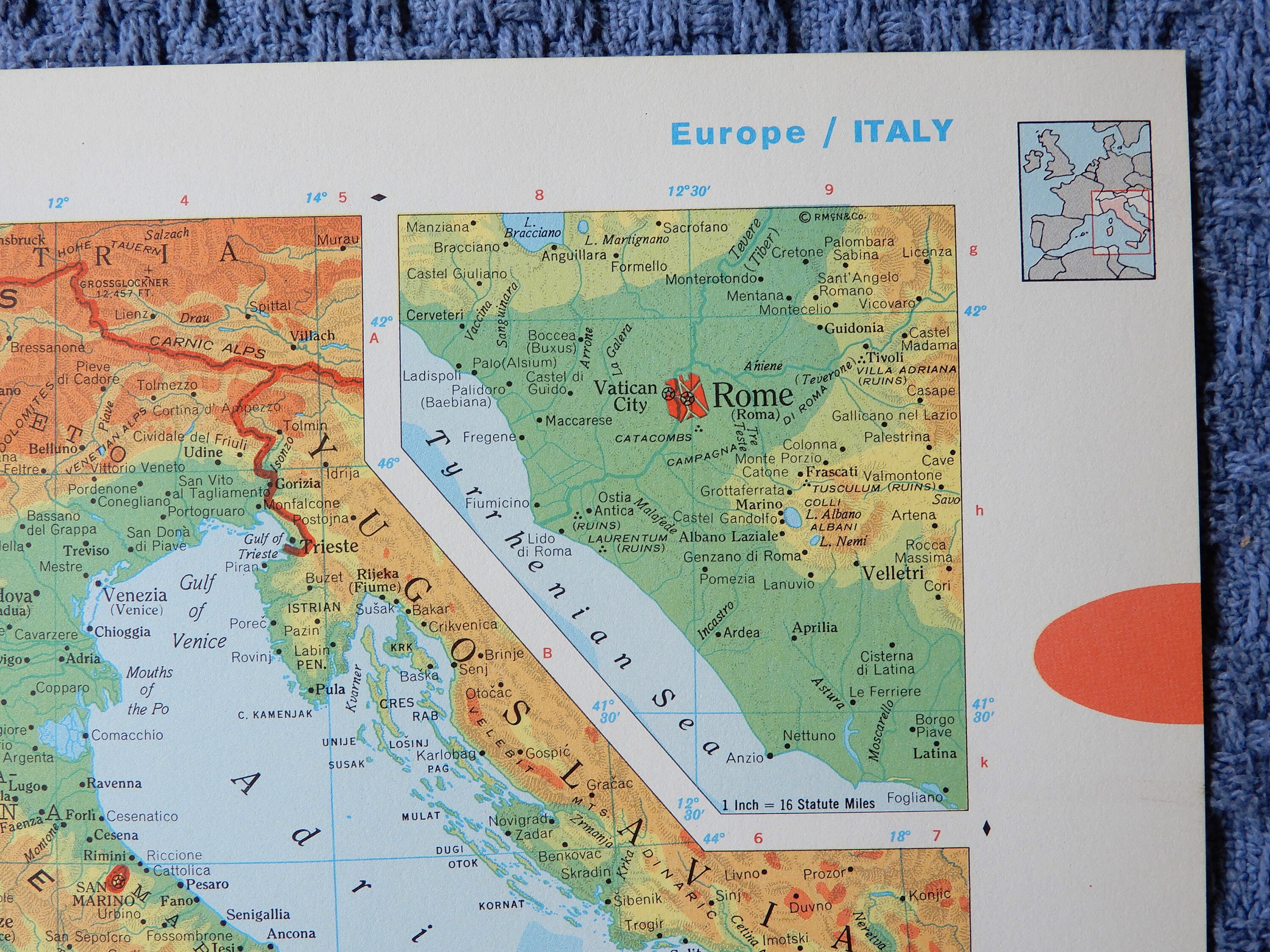 1966 ITALY Atlas Map, Vintage World Book Atlas, Full Color - Etsy