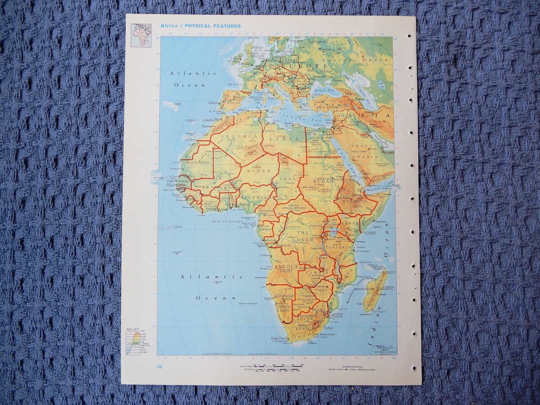 1966 AFRICA Atlas Map, Vintage World Book Atlas, Color, African ...