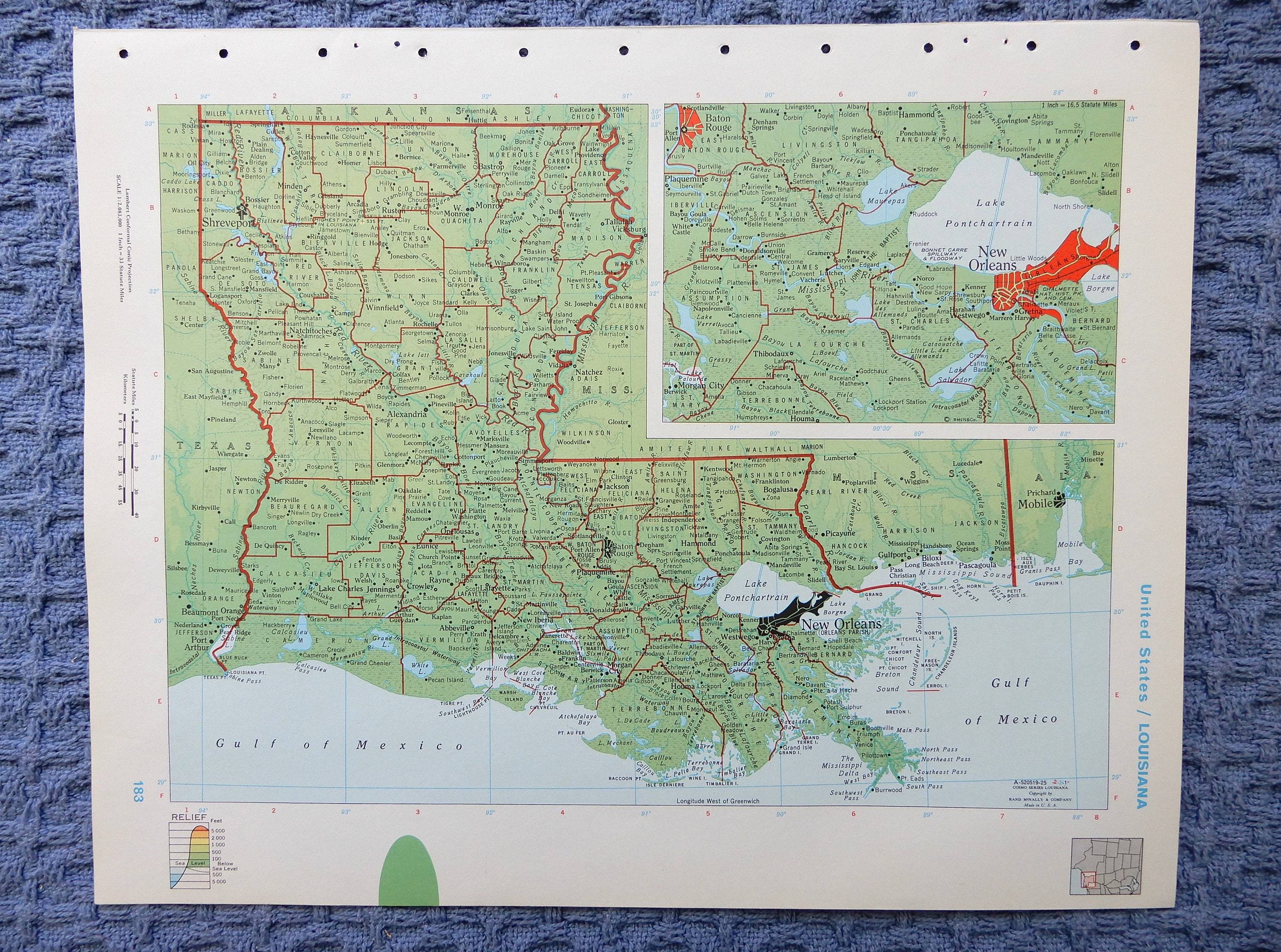 1966 LOUISIANA Atlas Map, Vintage World Book Atlas, Full Color - Etsy
