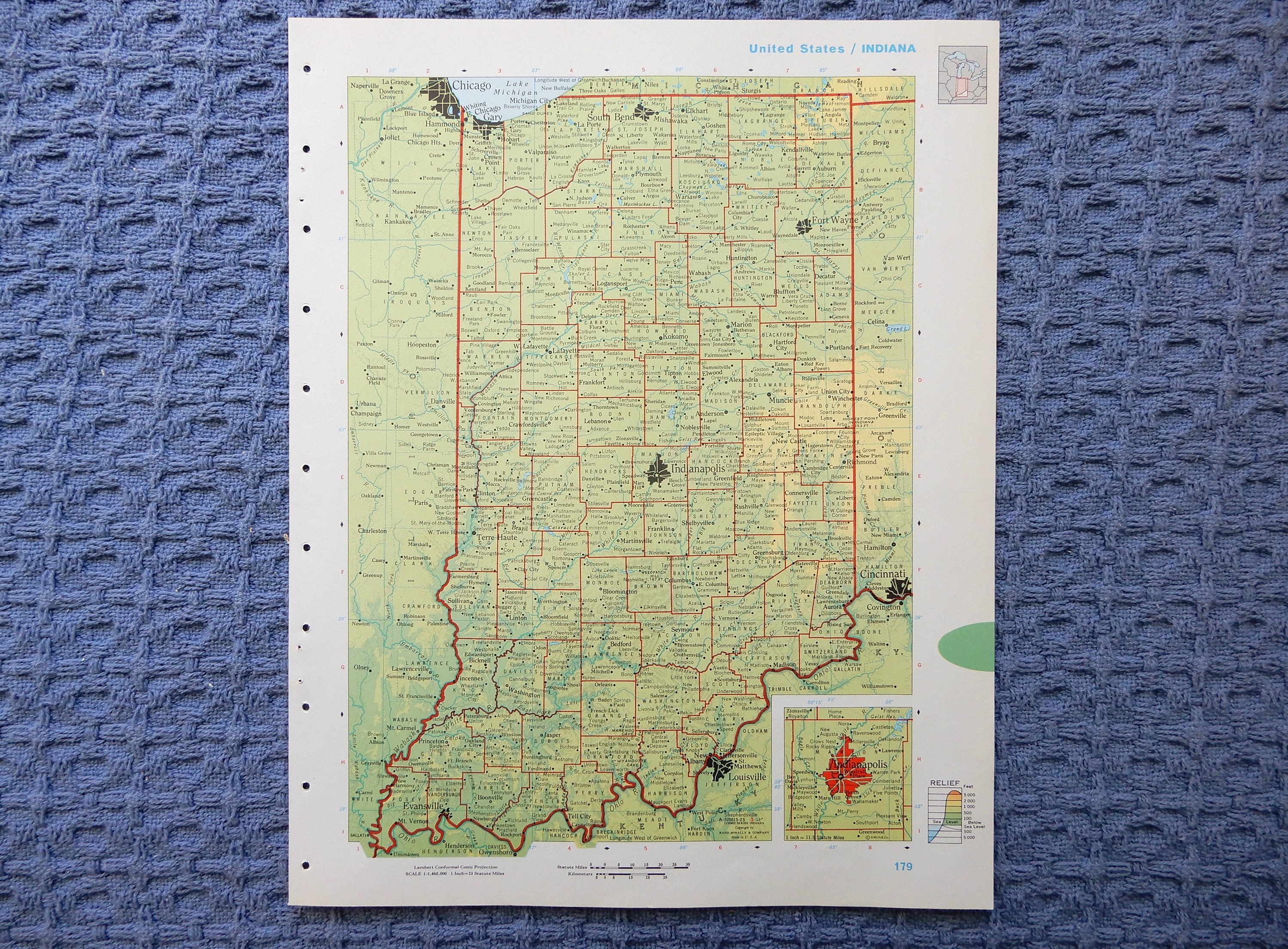 1966 INDIANA Atlas Map, Vintage World Book Atlas, Full Color - Etsy