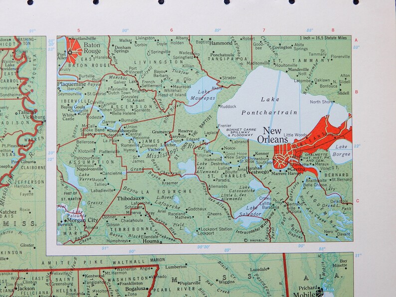 1966 LOUISIANA Atlas Map, Vintage World Book Atlas, Full Color - Etsy