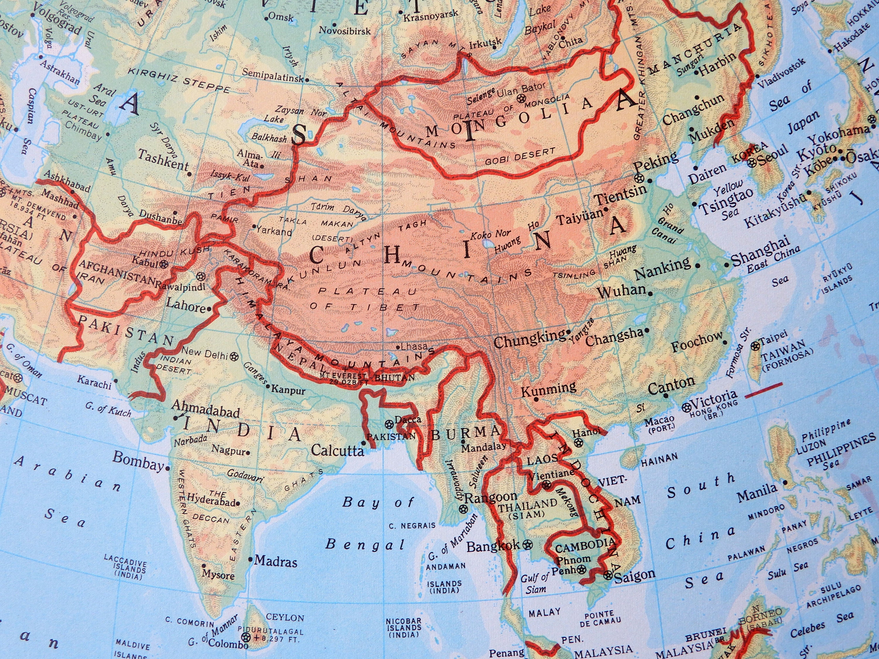 1966 ASIA Atlas Map, Vintage World Book Atlas, Full Color - Etsy