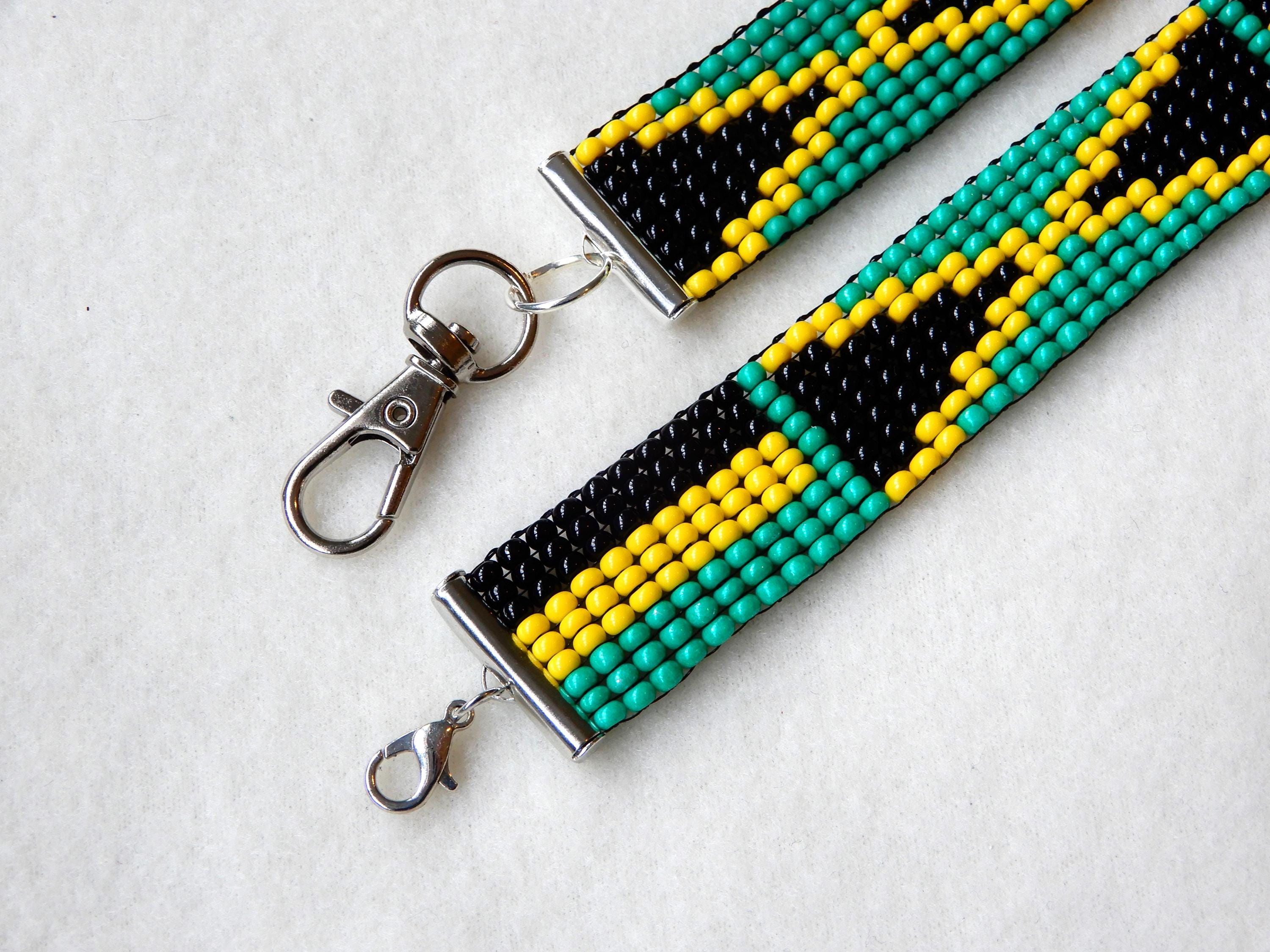 Jamaica Jamaican Flag Bead Bracelet & Keychain, Handmade, 30% to ...