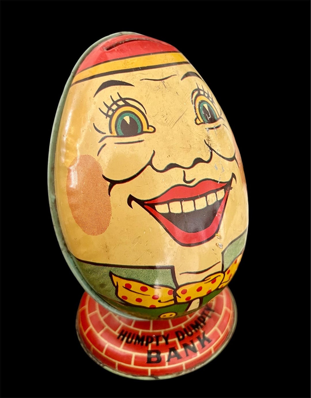 Humpty Dumpty Tin Metal Coin Bank J Chein Metal Vintage 1930s Egg Head ...