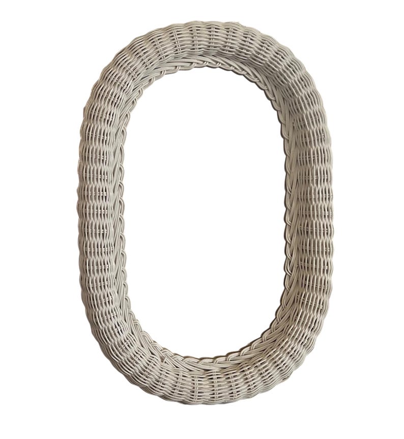 Vintage White Wicker Oval Mirror Cottage Core Wall Vanity Shabby Chic ...