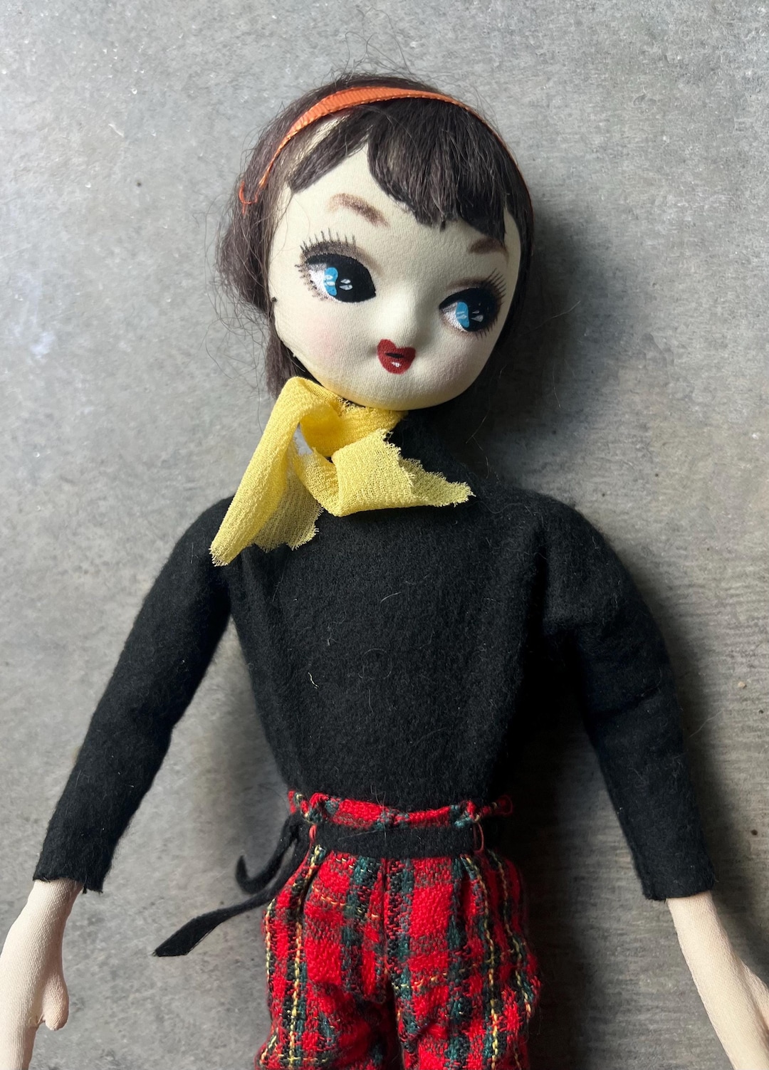 Vintage STOCKINETTE Posable Big Eyed Mod Doll Japan 12” Original MCM ...