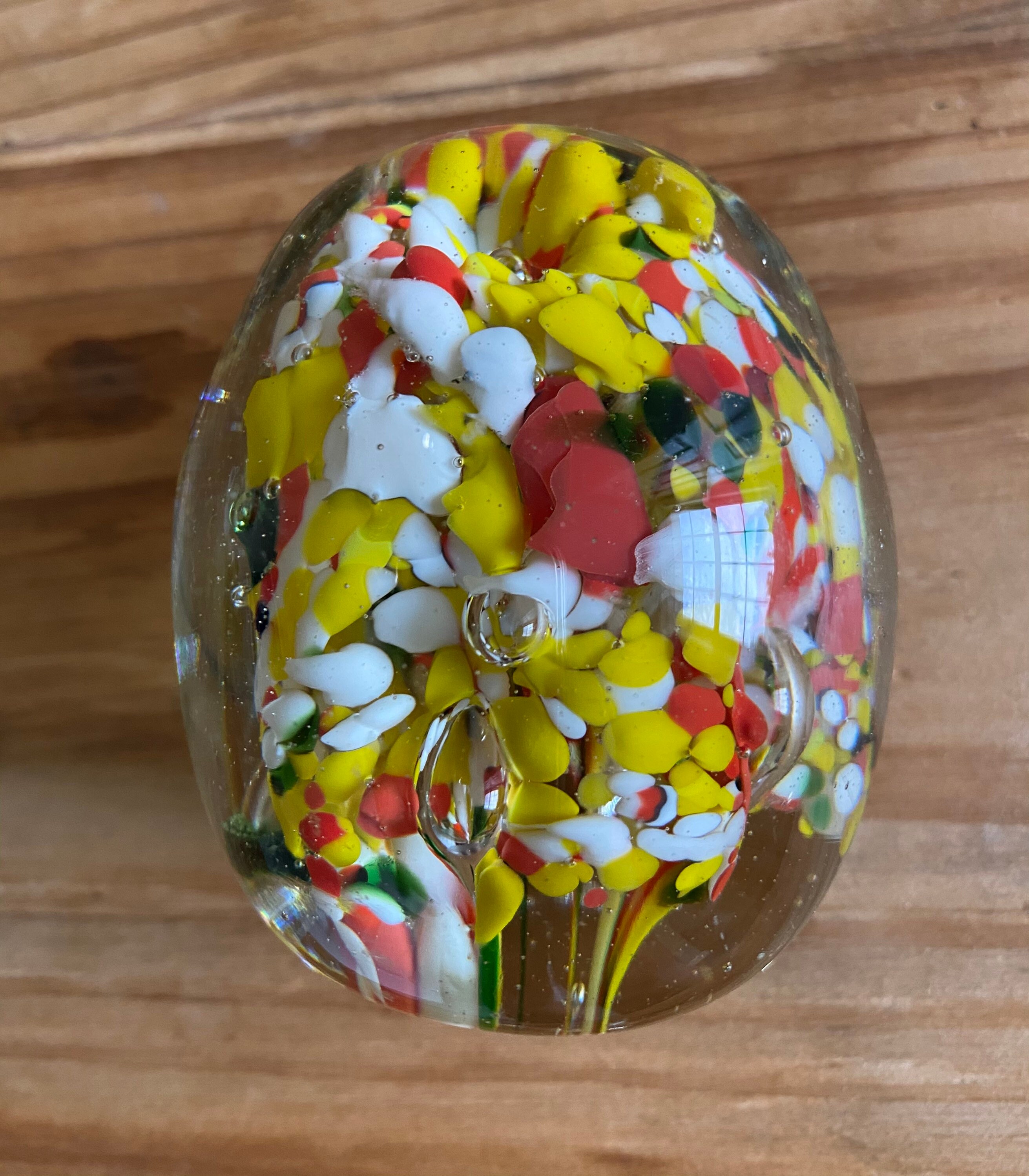 Vintage Kunst Glas Briefbeschwerer mundgeblasen Wie Murano Gelb Schwarz ...