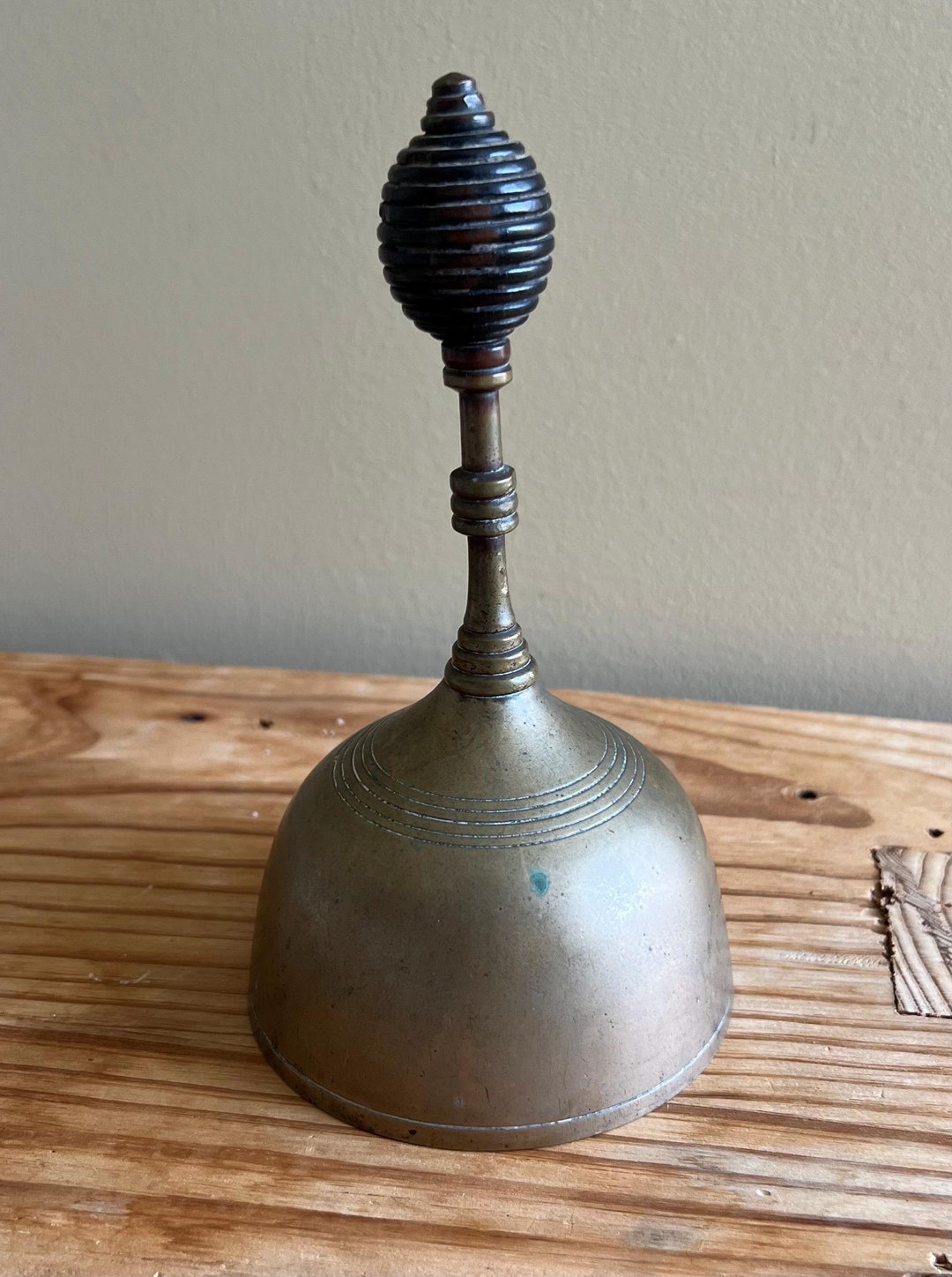 Solid Brass Bell Antique Beehive Shaped Turned Wood Handle - Etsy