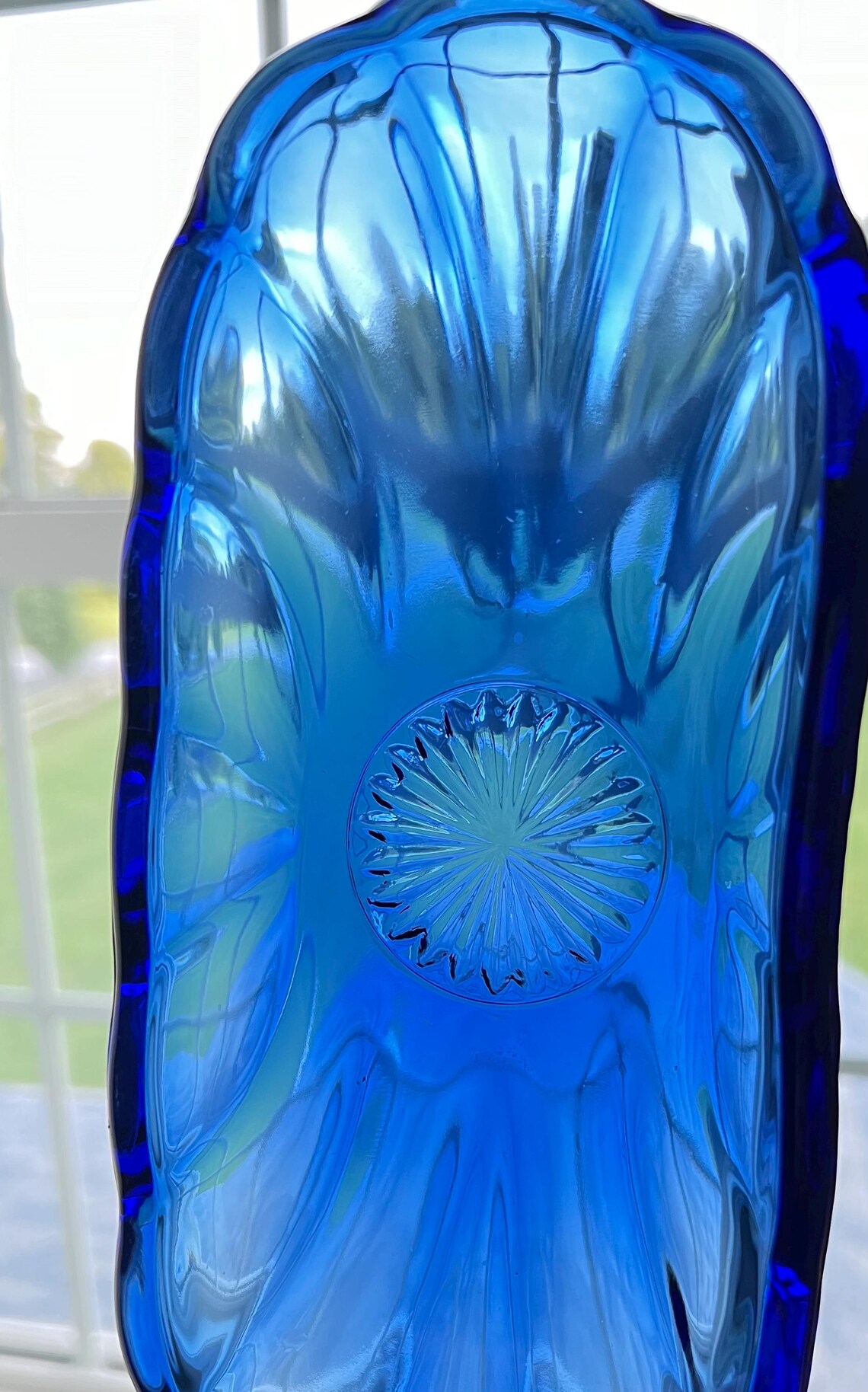 Vintage Anchor Hocking Cobalt Blue Relish Dish Oval Dessert Candy ...