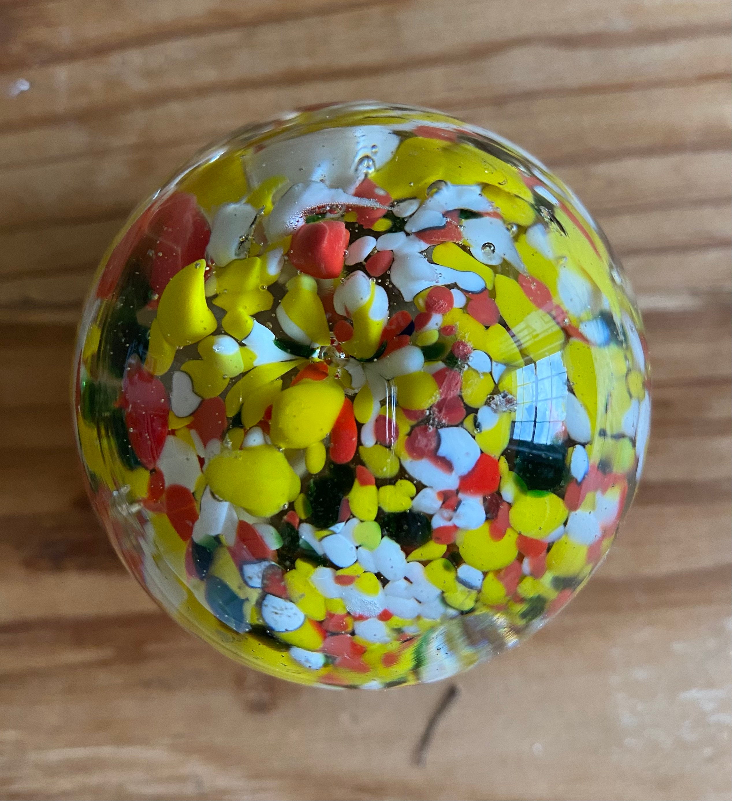 Vintage Kunst Glas Briefbeschwerer mundgeblasen Wie Murano Gelb Schwarz ...