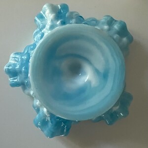 Fenton Blue White Slag Hobnail Glass Bowl Flair Ruffle Compote Marble 4 ...