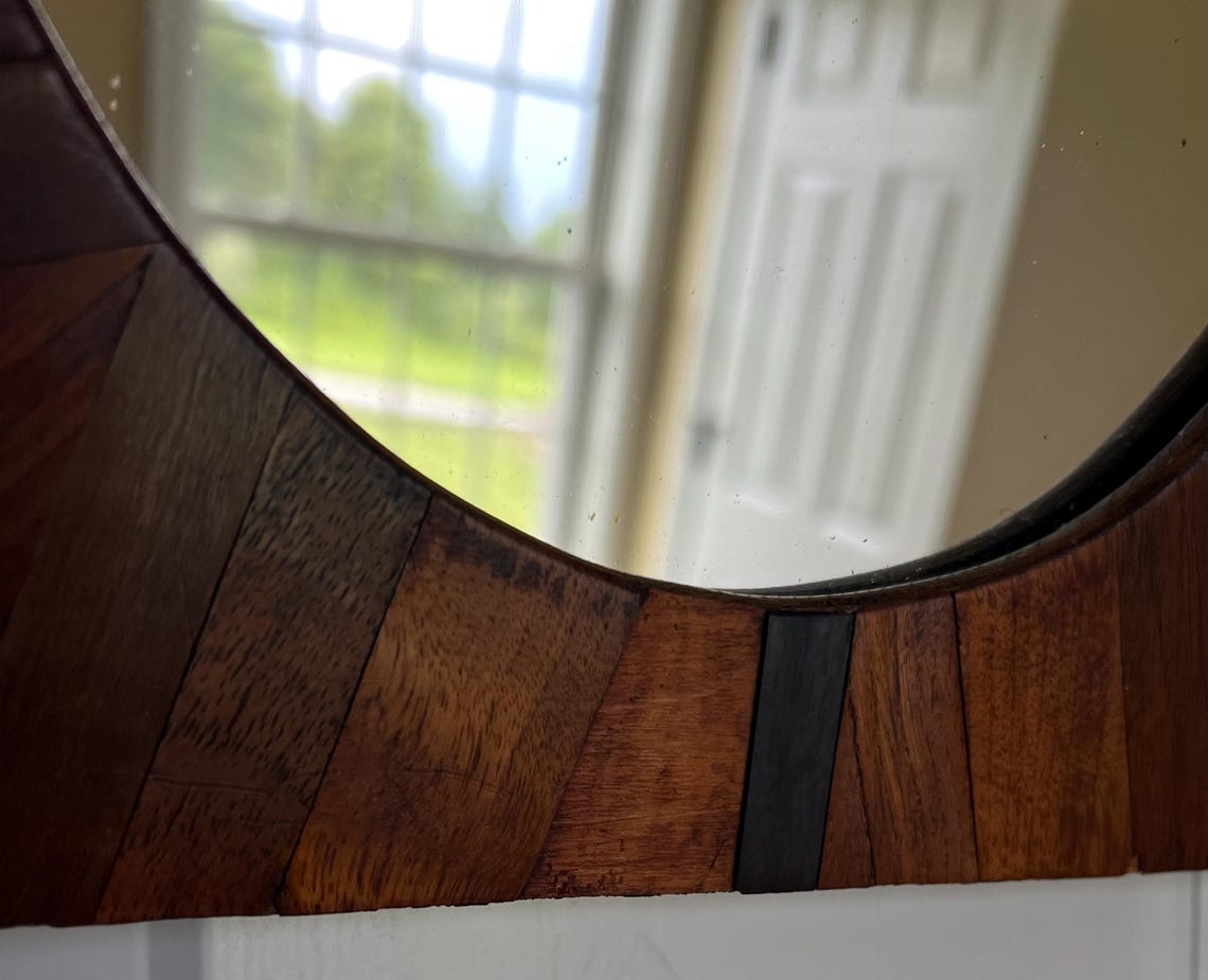 Antique Wood Marquetry Mirror Inlay Rectangular Wall Hanging Shelf ...